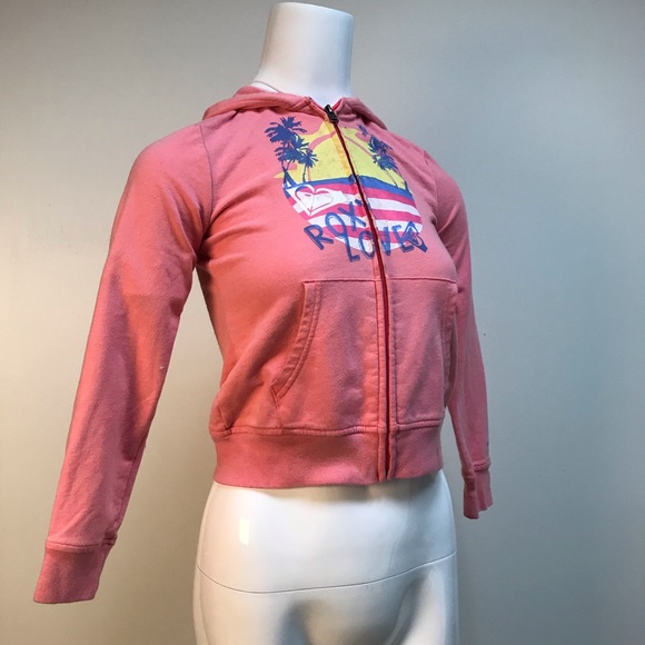 Roxy | Shirts & Tops | Roxy Girl Light Pink Zip Up Hoodie With Pockets ...